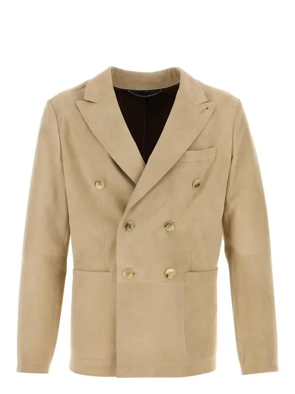 Canali Sand Suede Blazer - Light Brown