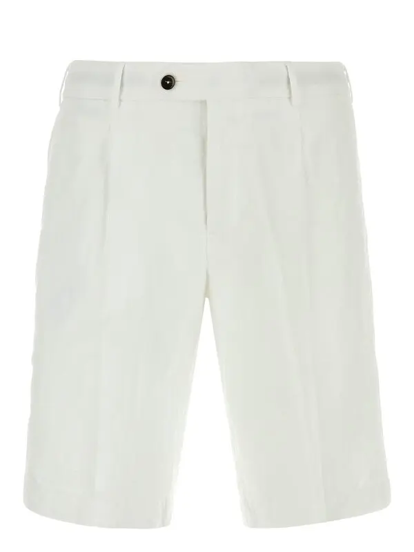 PT TORINO Lyocell Blend Bermuda Shorts With Logo Detail - White