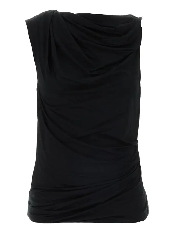 ENTIRE STUDIOS Draped Stretch Jersey Top - Black