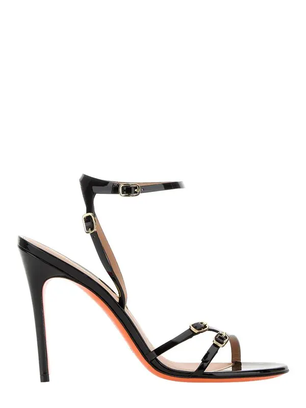 Santoni Patent Leather Virna Sandals - Black