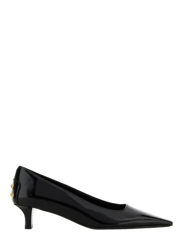 TOD'S Polished Leather Pumps With Metal Studs - Black