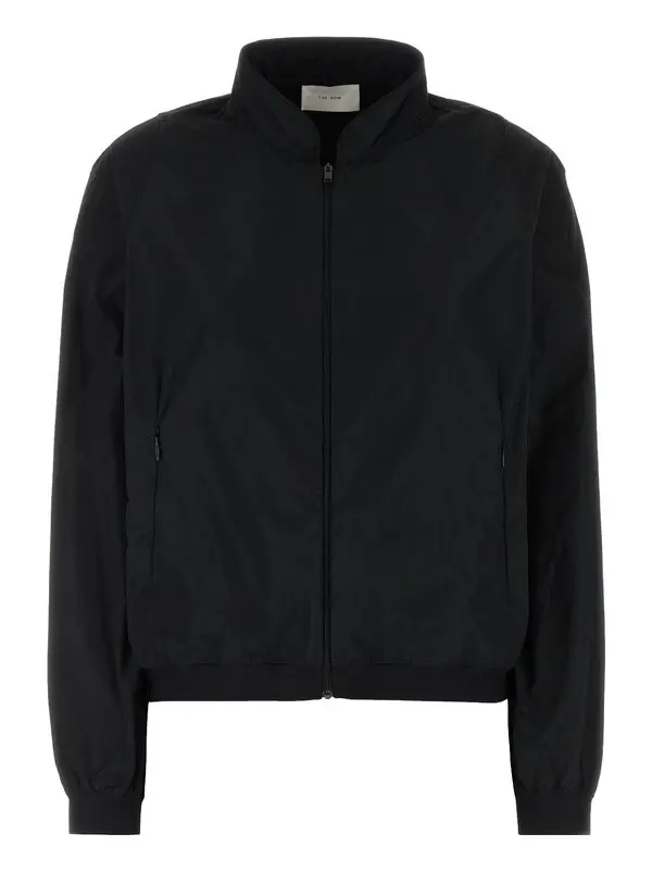 THE ROW Polyester Zip Up High Neck Windbreaker - Black