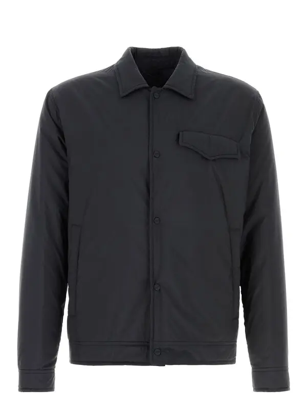 Herno Polyester Jacket With Logoed Metal Plate - Blue