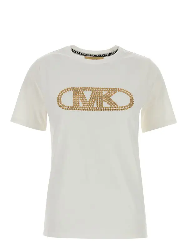 Michael Kors Cotton T-shirt With Mk Motif - White