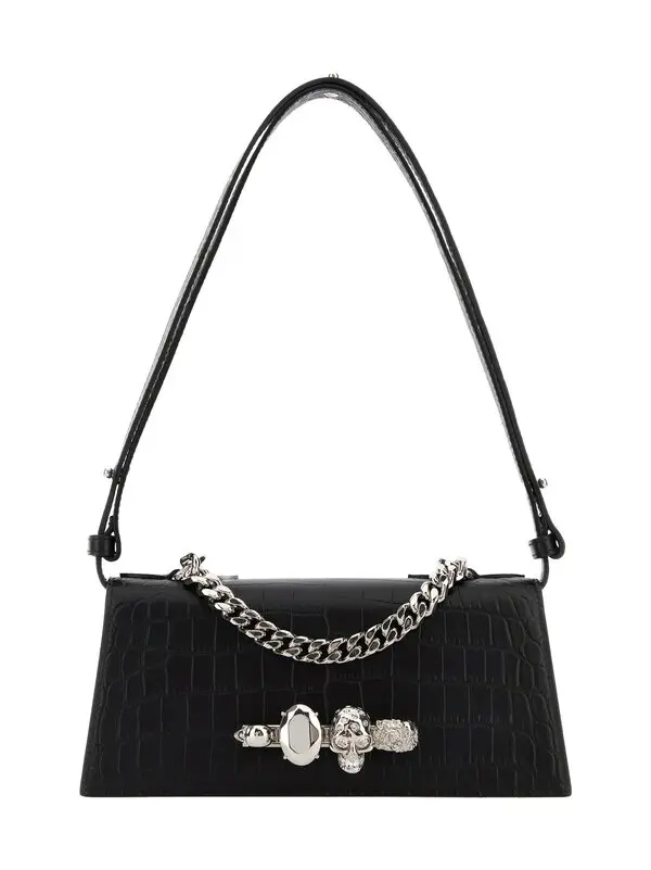 Alexander McQueen Leather Mini Jewelled Shoulder Bag - Black