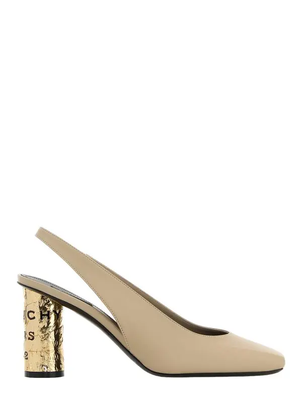 Givenchy Leather Slingback Pumps With Logo Detail - Light Brown
