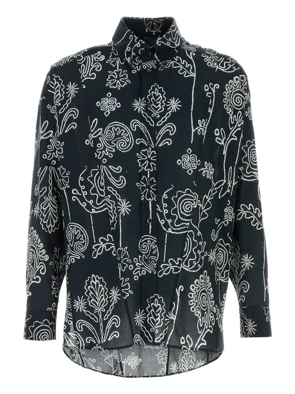 Giorgio Armani Printed Cotton Shirt - White