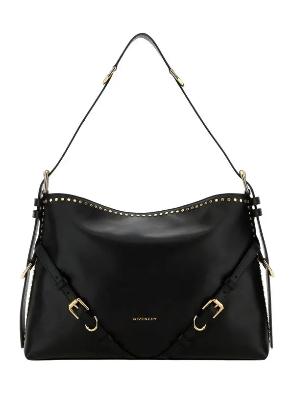 Givenchy Voyou Medium Leather Shopping Bag With Stud Embellishments - Black