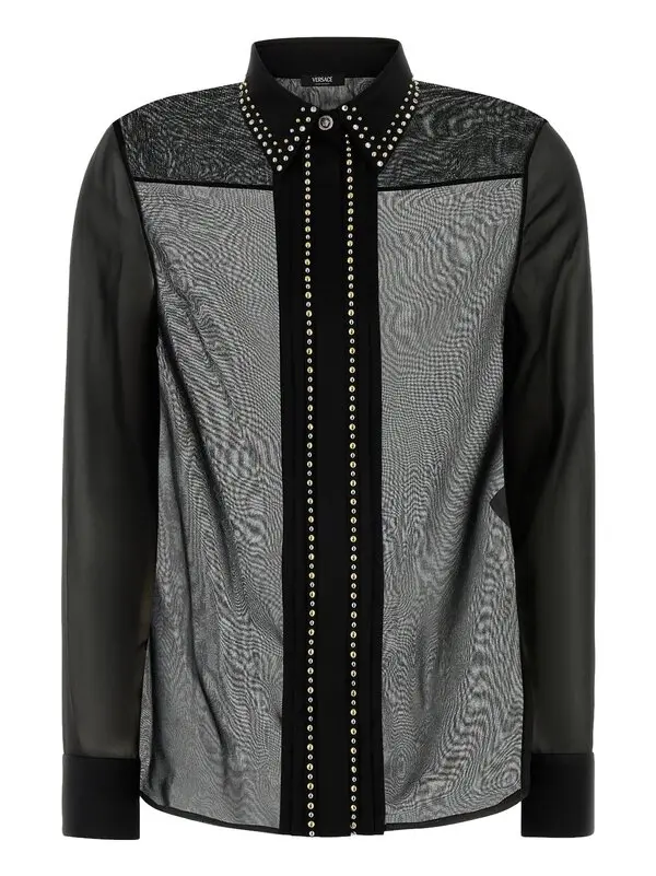 Versace Embellished Silk Shirt - Black