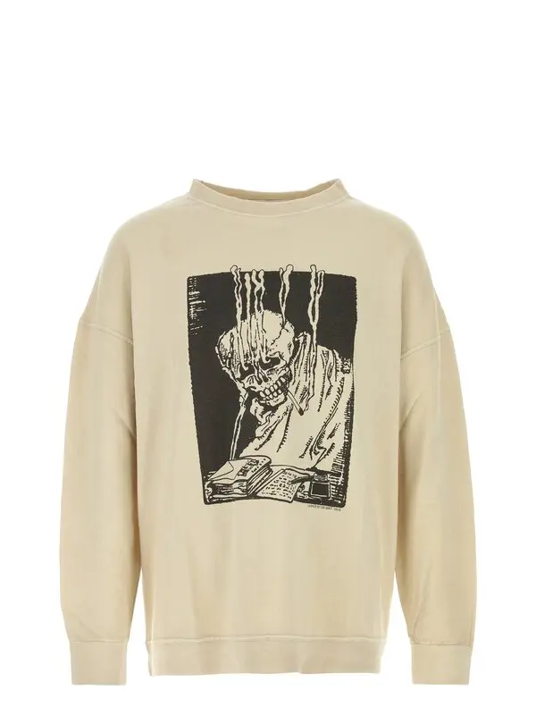 Our Legacy Sand Cotton Blend Sweatshirt With Angry Fan Mail Print - Light Brown