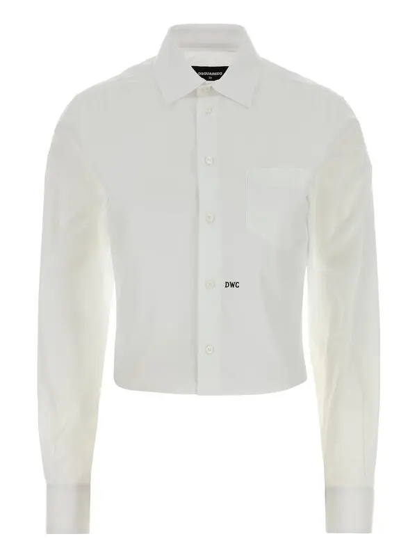 Dsquared2 Cotton Poplin Shirt With Embroidered Logo - White