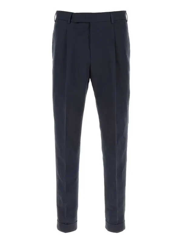 PT TORINO Linen Blend Pleated Trousers - Blue