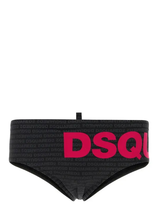 Dsquared2 Printed Stretch Nylon Swimming Brief - White