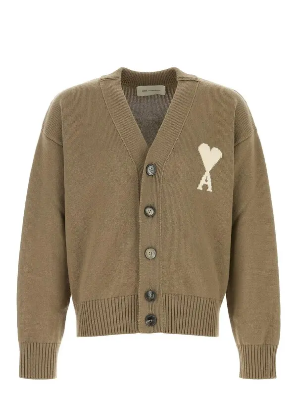 Ami Cappuccino Wool Blend Cardigan - Light Brown