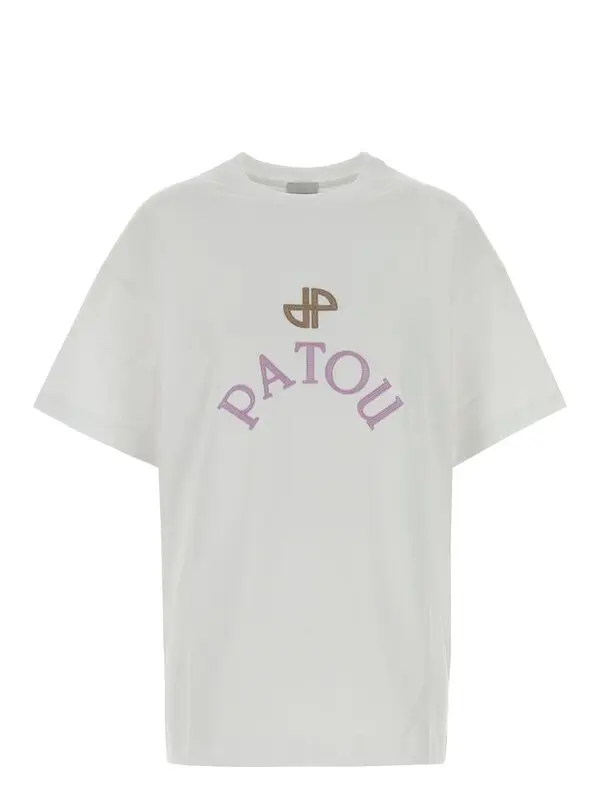 PATOU Cotton Oversized T-shirt With Embroidered Logo - White