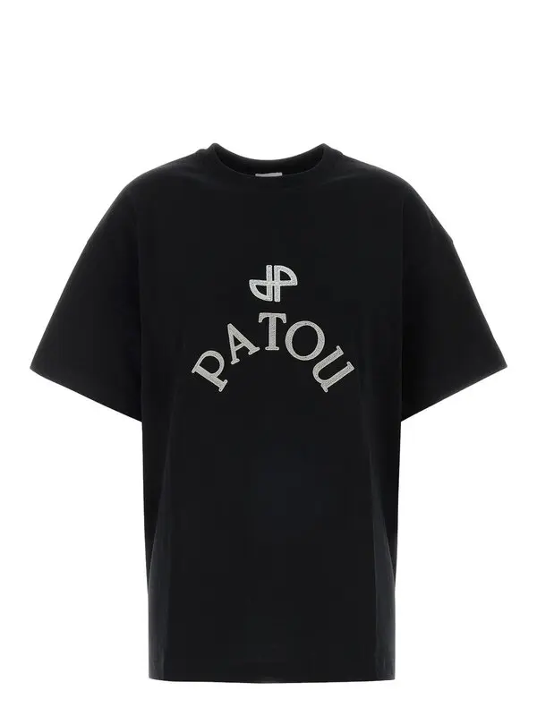 PATOU Oversize Cotton T-shirt With Embroidered Logo - Black