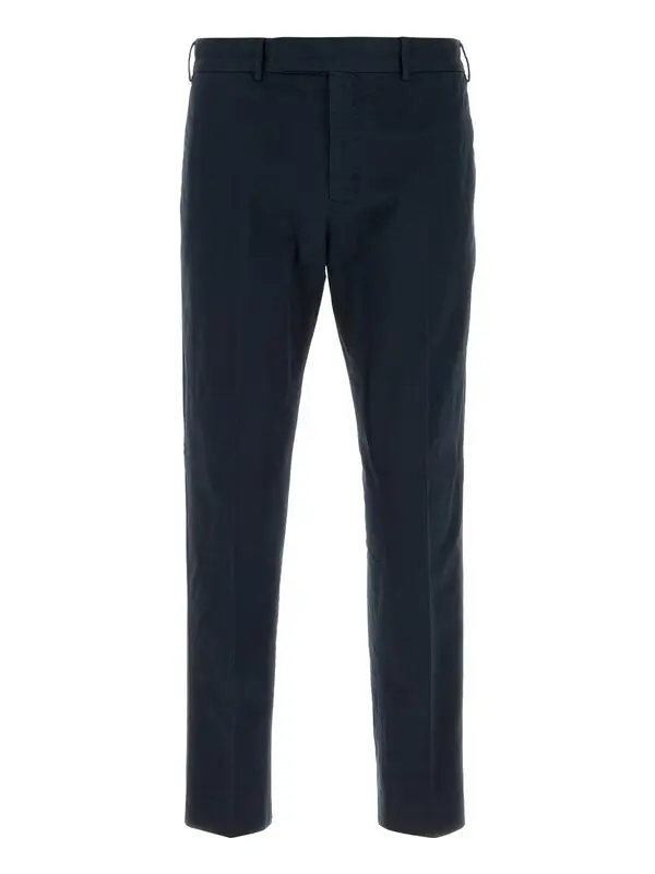 PT TORINO Navy Stretch Cotton Trousers - Blue