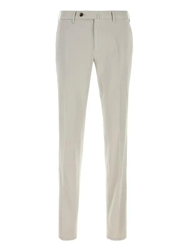 PT TORINO Stretch Cotton Blend Silkchinos With Back Slit - White