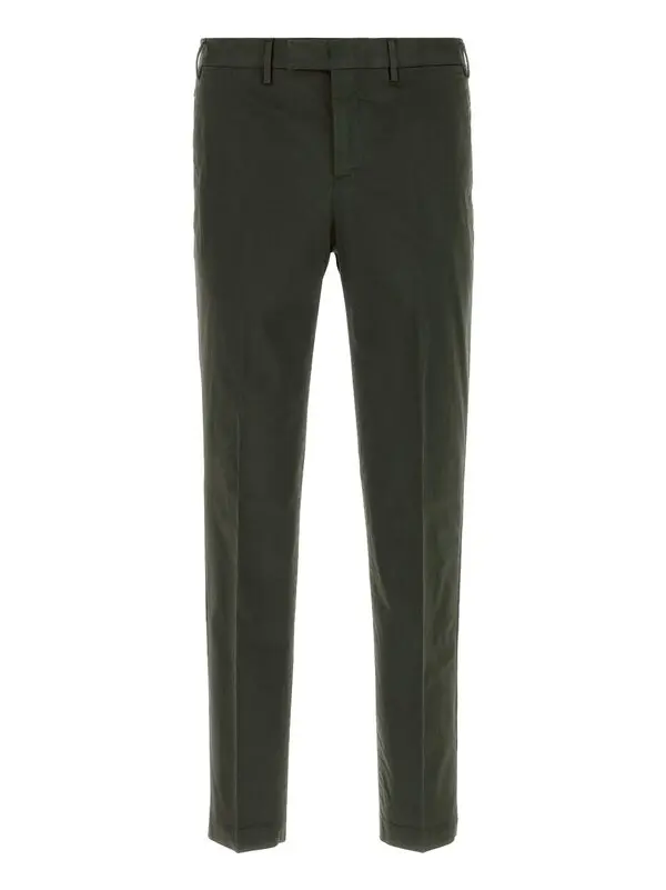 PT TORINO Stretch Cotton Trousers With Ironed Pleats - Green
