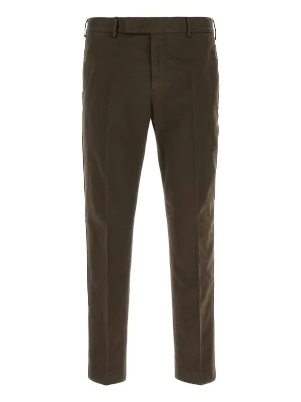 PT TORINO Dark Stretch Cotton Tailored Trousers - Brown