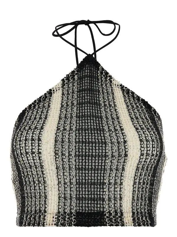 Missoni Embroidered Mesh Halter Top - White