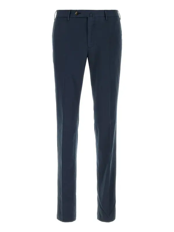 PT TORINO Stretch Cotton Blend Silkchinos With Central Pleats - Blue
