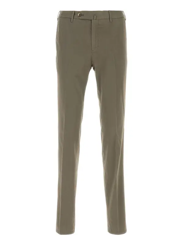 PT TORINO Stretch Cotton Blend Silkchinos With Back Slit Detail - Green