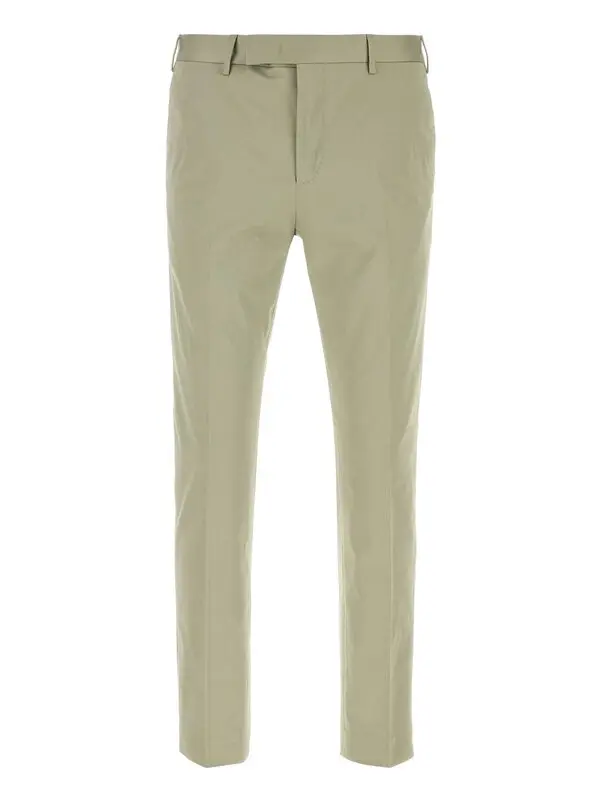 PT TORINO Sage Stretch Cotton Pants With Detachable Feather Detail - Green