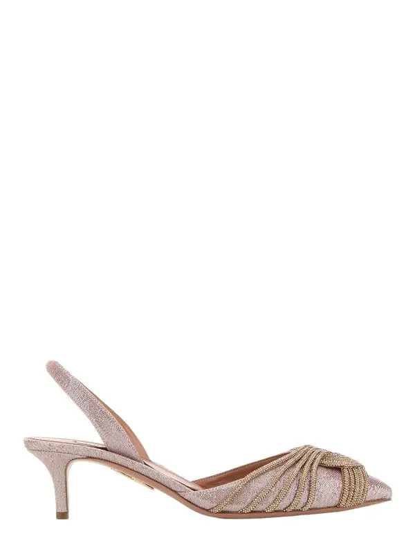 AQUAZZURA Fabric Gatsby Pumps With Jewel Embellishments - Pink