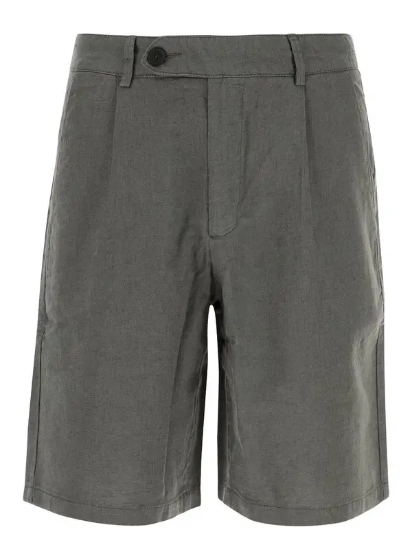 Gimaguas Linen Blend Bermuda Shorts With Inverted Pleats - Grey