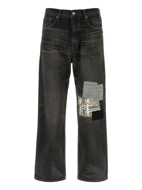 Yohji Yamamoto Vintage Effect Denim Jeans - Black