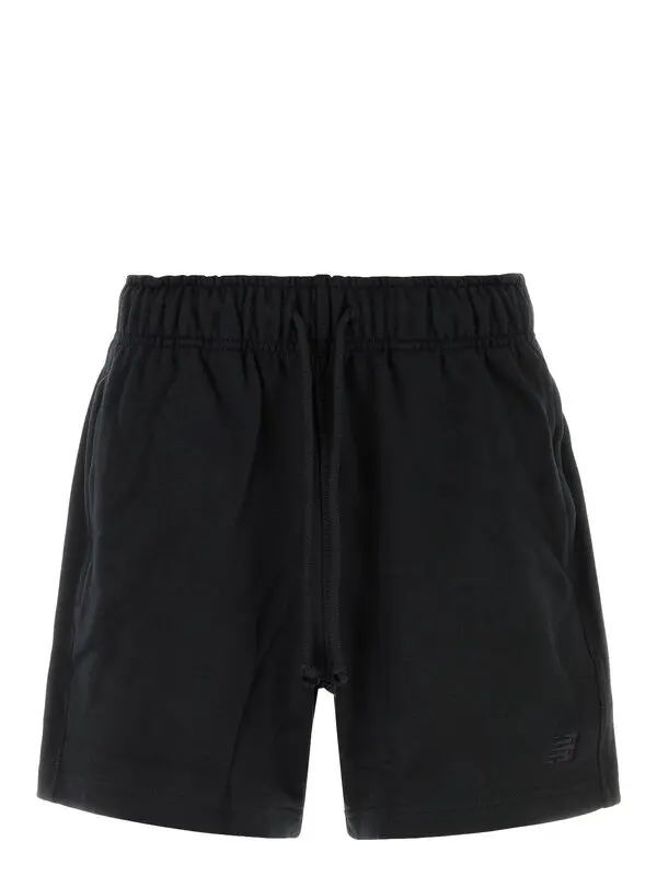NEW BALANCE Cotton Bermuda Shorts With Embroidered Logo - Black