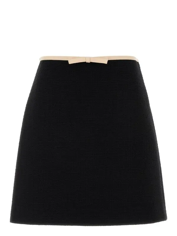 Valentino Garavani Tweed Mini Skirt With Decorative Bow - Black