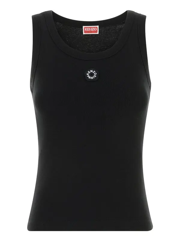Kenzo Stretch Cotton Ribbed Tank Top - Black