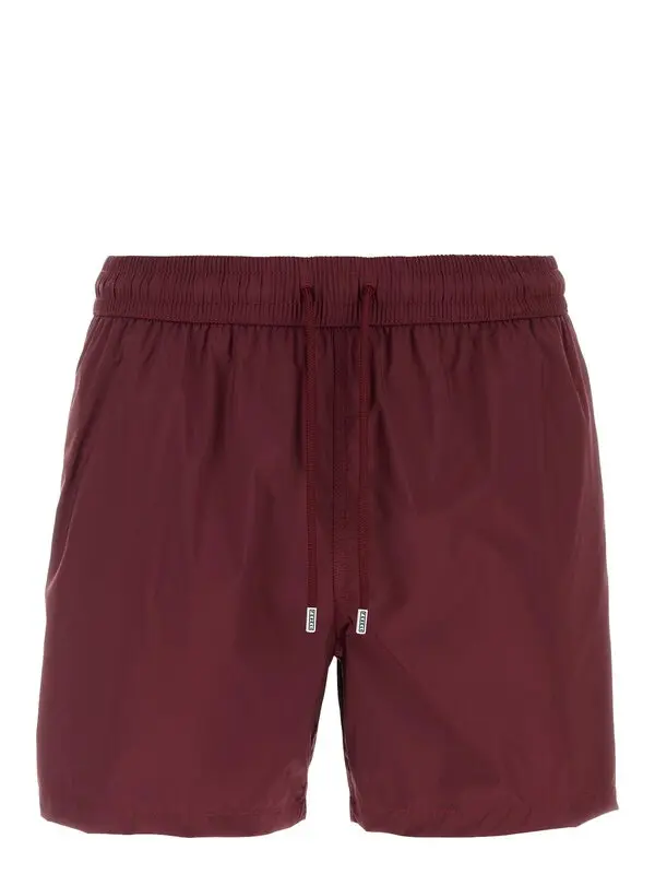 Fedeli Burgundy Polyester Swimming Shorts - Red