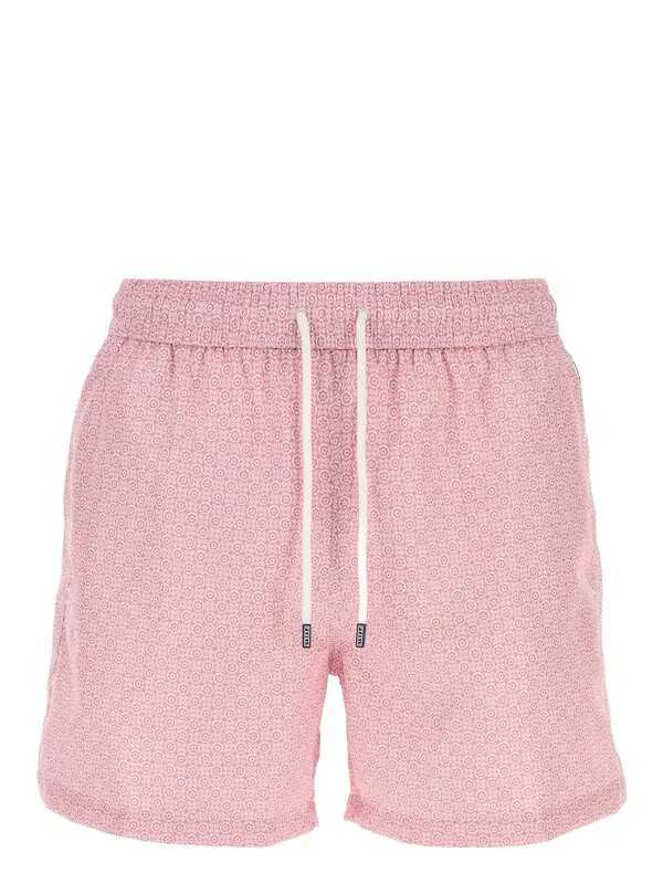 Fedeli Printed Polyester Swimming Shorts - White