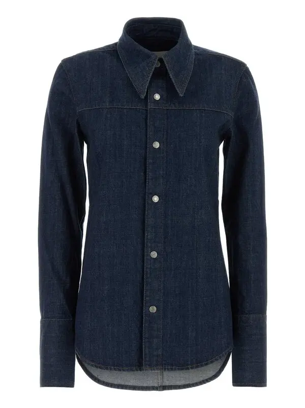 Ami Denim Shirt With Embroidered Detail - Blue