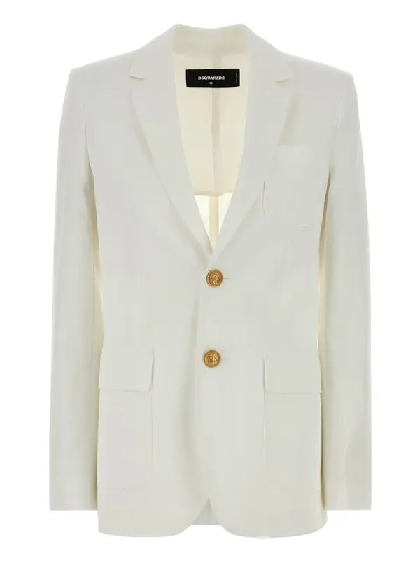 Dsquared2 Cotton Blazer With Notched Lapel - White
