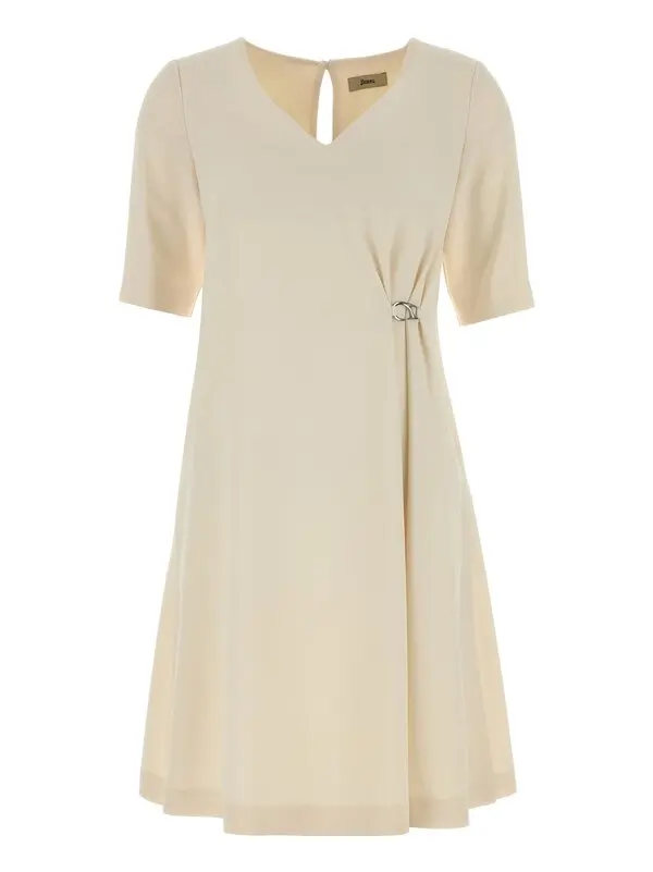 Herno Ivory Stretch Crepe Midi Dress - White
