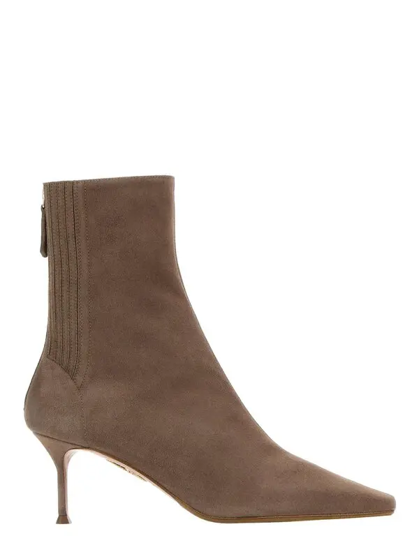 AQUAZZURA Dove Suede Saint Honoré Ankle Boots - Grey