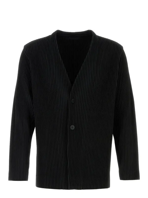 Issey Miyake Pleated Polyester Cardigan - Black