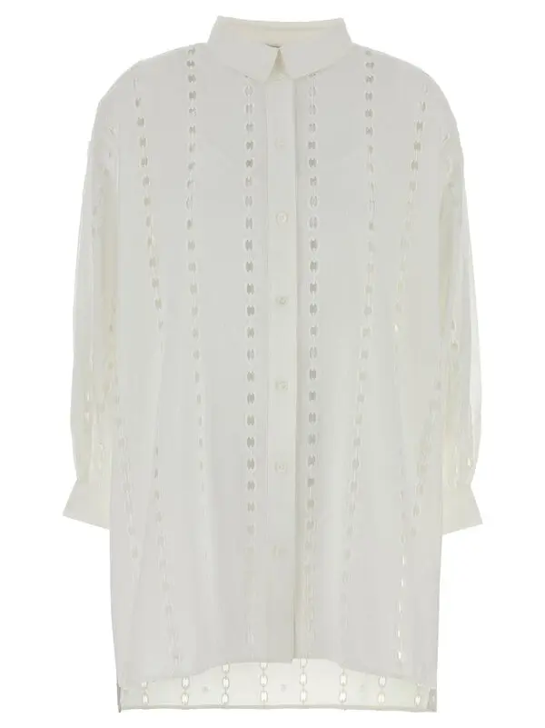 ANINE BING Cotton Marianne Shirt Dress With Embroidery - White