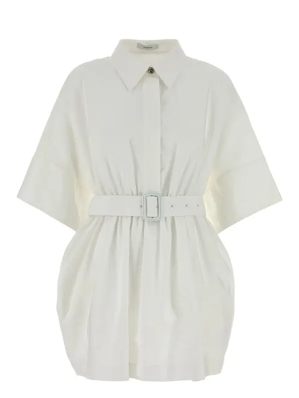 Givenchy Poplin Shirt Dress With Tonal Triangle Detail - White