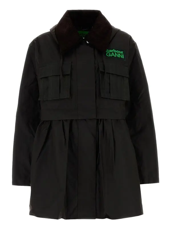 BARBOUR X GANNI Coated Cotton Jacket With Tartan Inserts - Brown
