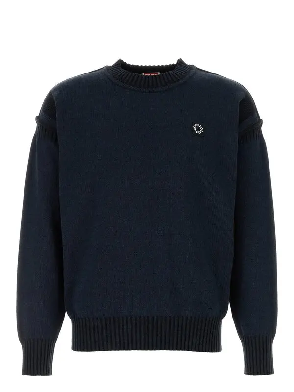 Kenzo Cotton Blend Sweater With Boke Flower 2.0 Patch - Blue
