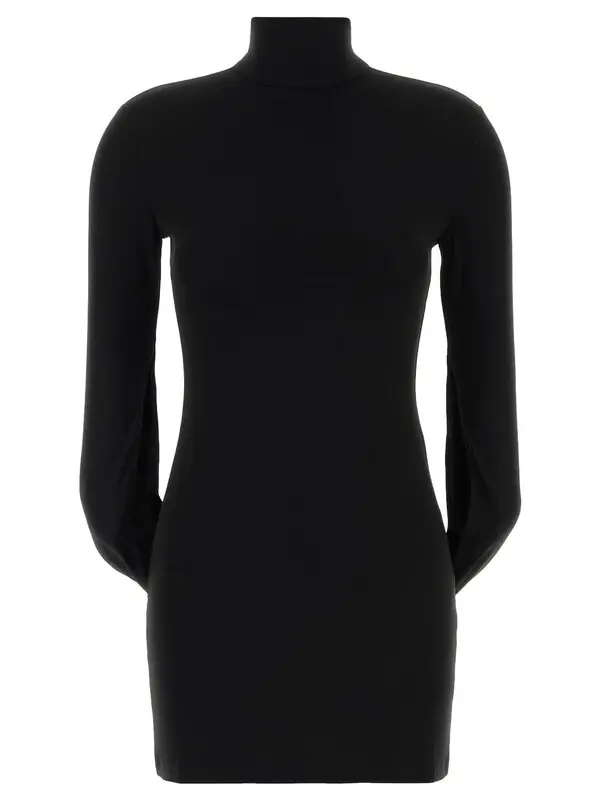 Alexander Wang Stretch Jersey Mini Dress With Draped Sleeves - Black