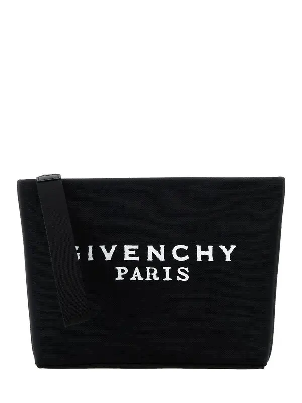 Givenchy Canvas Pouch With Printed Logo - Black