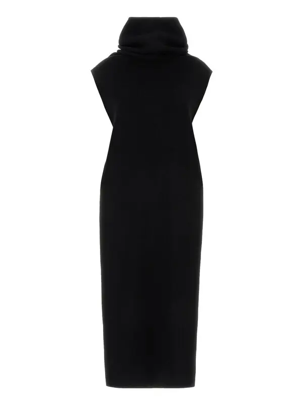 Alaïa Cashmere Blend High Neck Top With Lateral Slits - Black