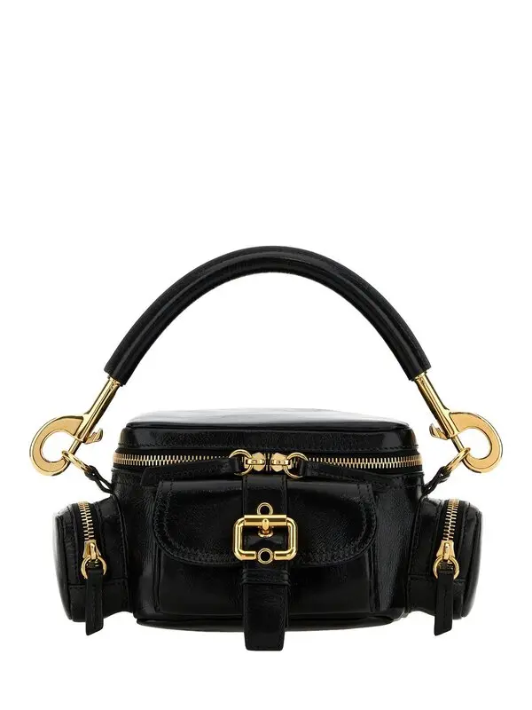 Chloé Small Camera Bag In Polished Calf Leather - Black