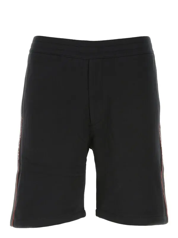 Alexander McQueen Cotton Bermuda Shorts With Logo Bands - Black